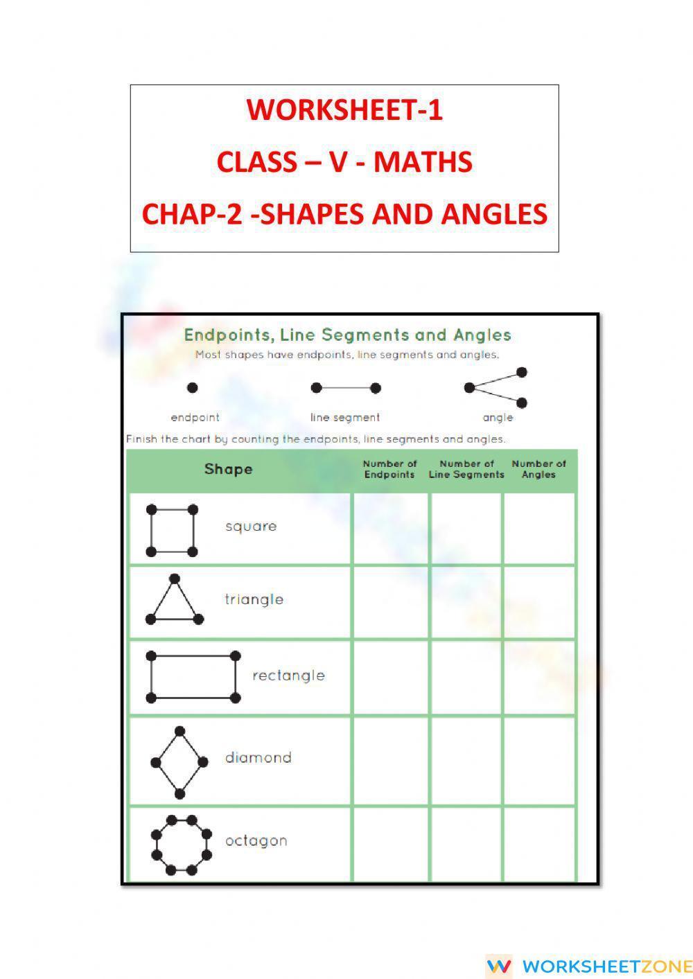Shapes And Angles Worksheet