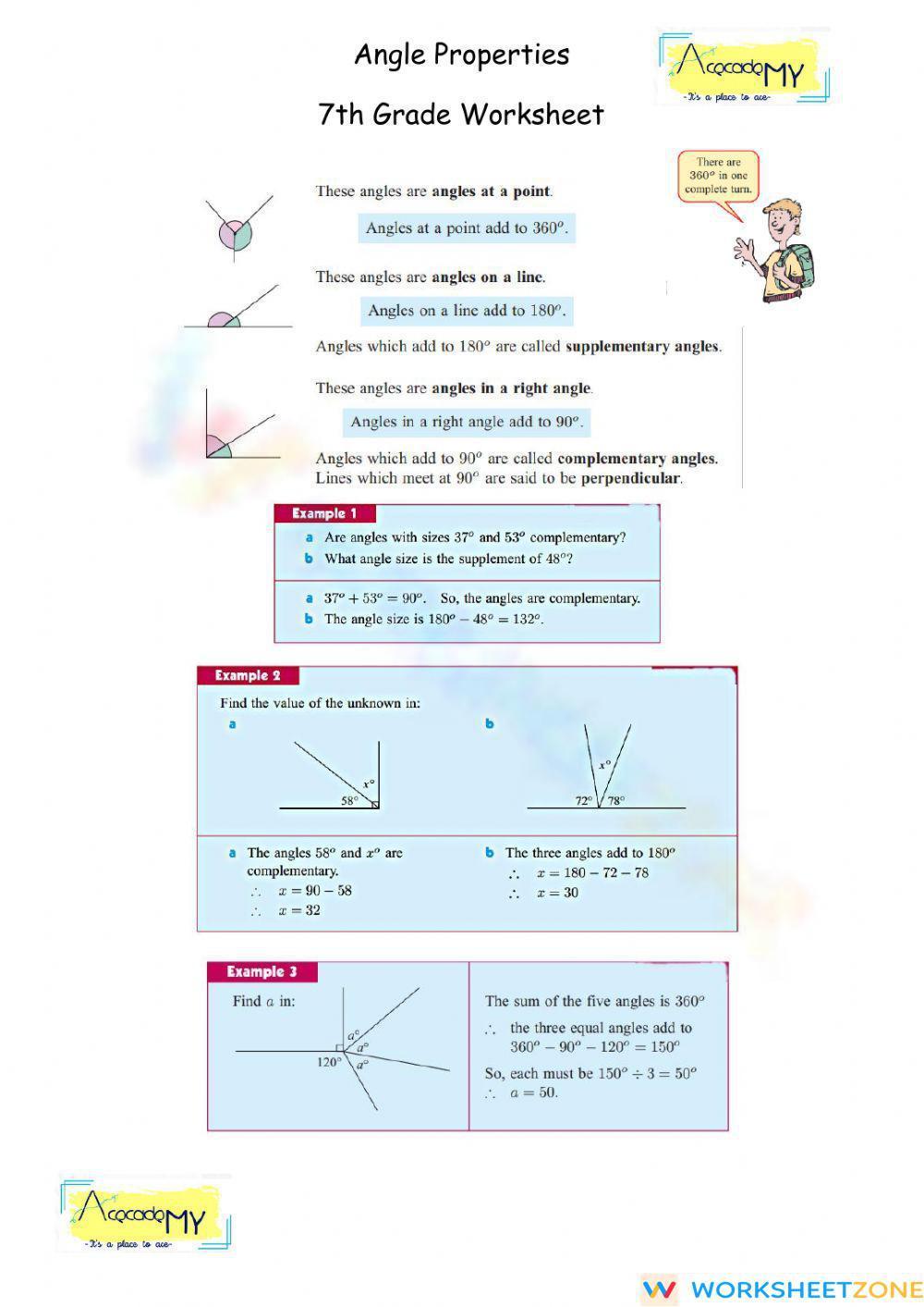 Angles-Angle Properties Worksheet