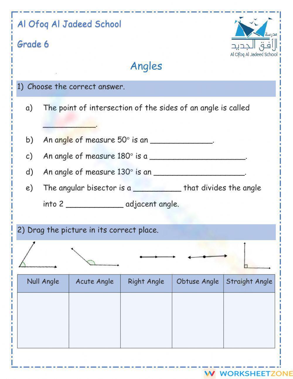 Angles Worksheet