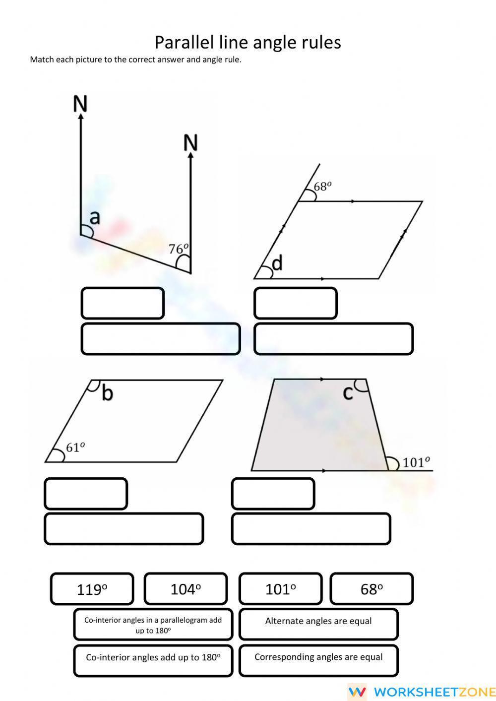 Drag And Drop Parallel Line Angle Rules Worksheet Drag And Drop Parallel Line Angle Rules Worksheet