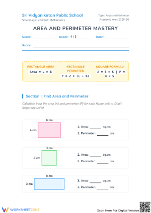 Grade 4 Area and Perimeter: Essential Math Worksheet