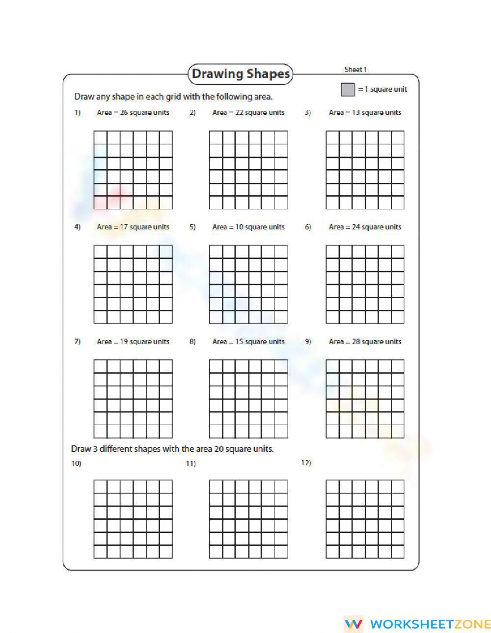 Area - Creating Shapes Using Given Area Day 1 Worksheet Area - Creating Shapes Using Given Area Day 1 Worksheet