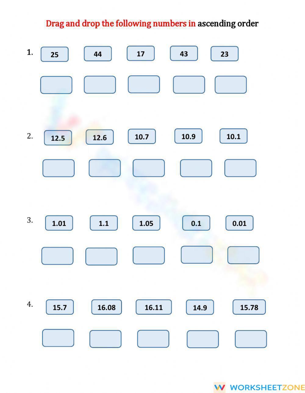 Ascending Order Worksheet