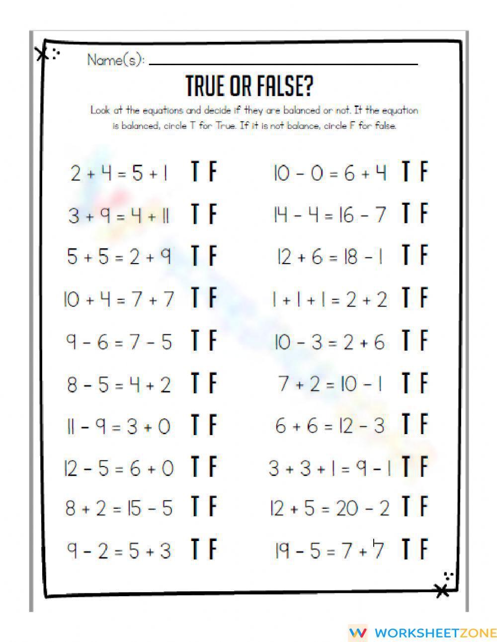 Balancing Equations Worksheet