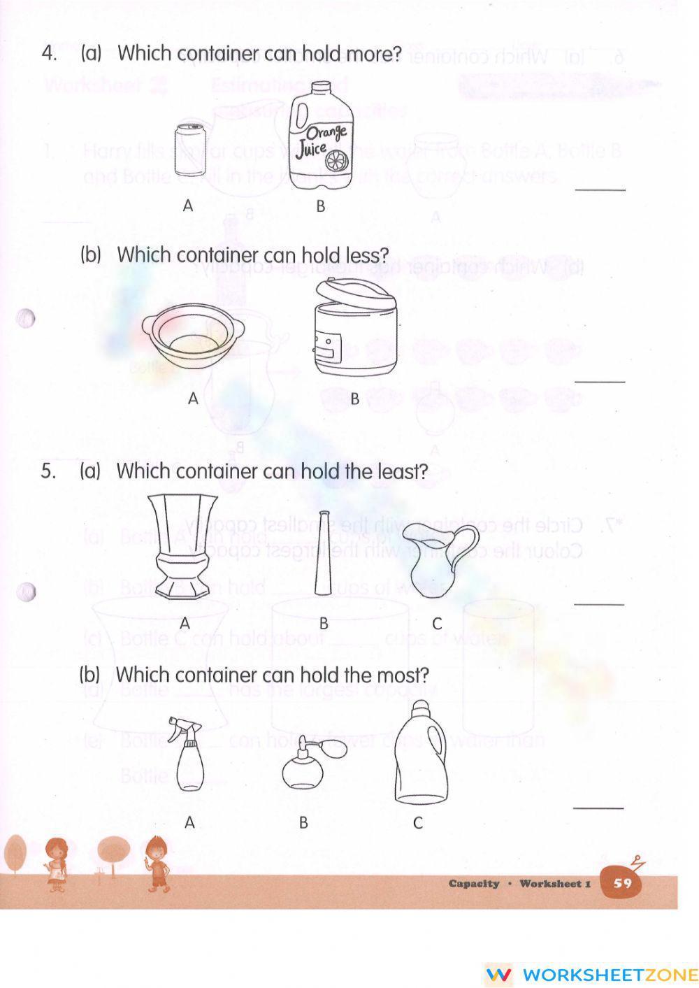 Capacity | Worksheet Zone