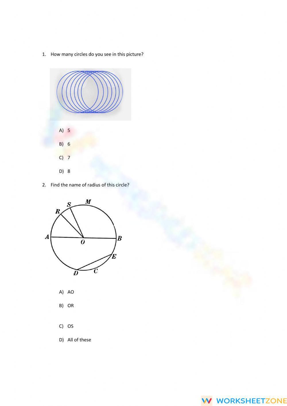 Circle Worksheet