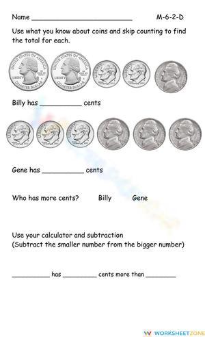 Coin Sort | Worksheet Zone
