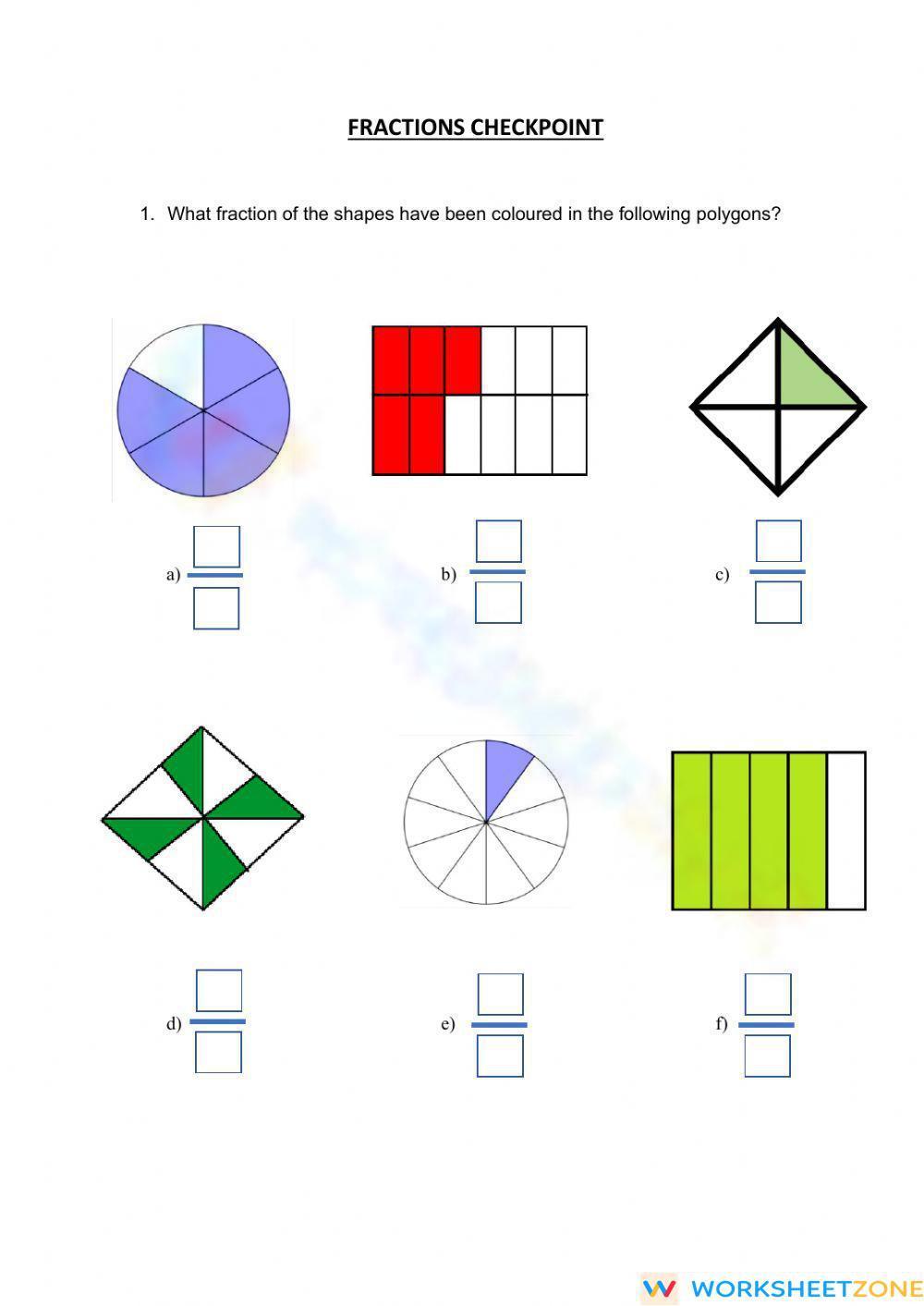 Fractions Checkpoint Worksheet