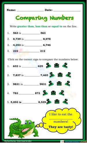 Comparing integers worksheets