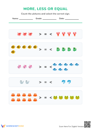Comparing Numbers Worksheet | Printable Grade K Math
