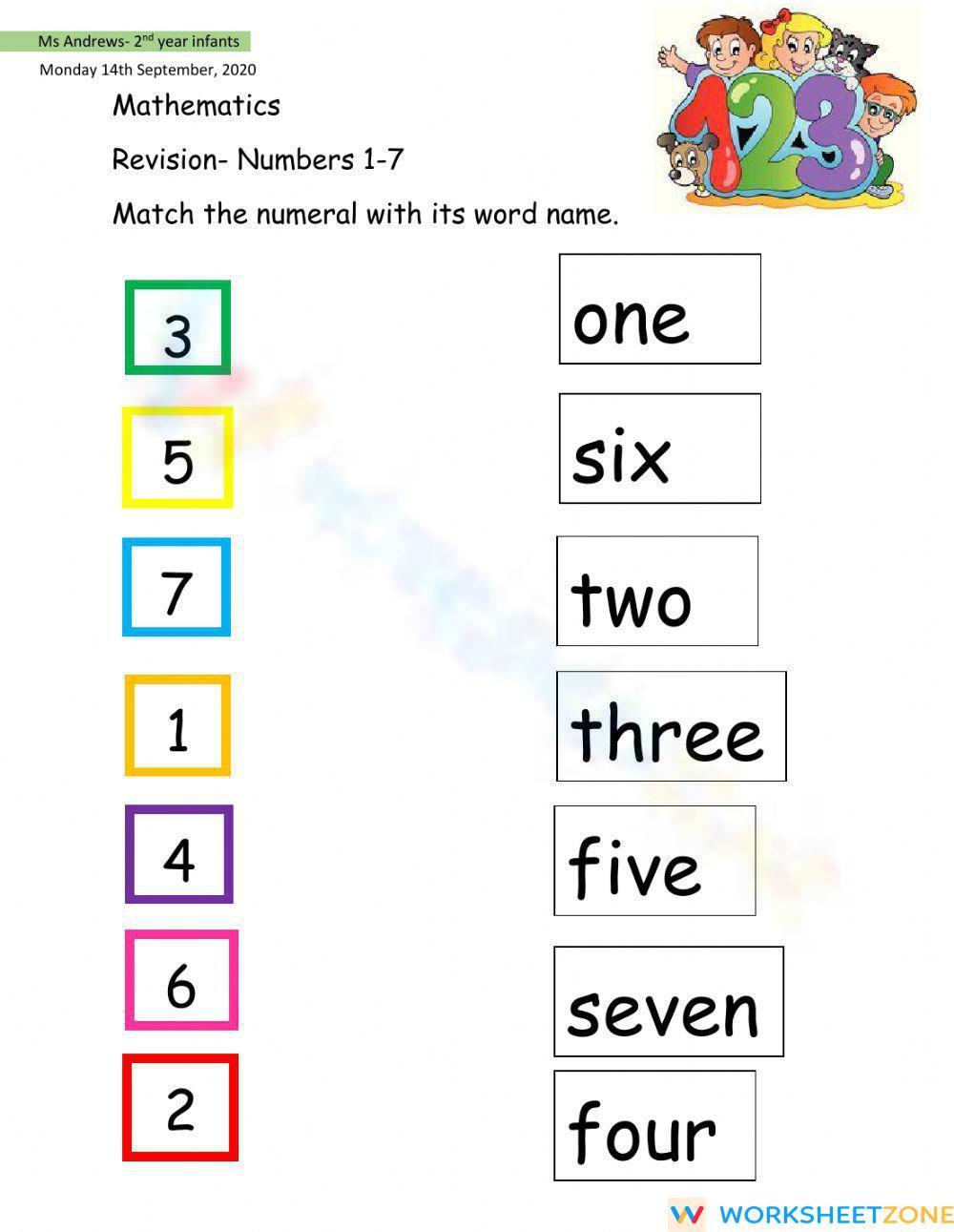 Numbers Worksheet