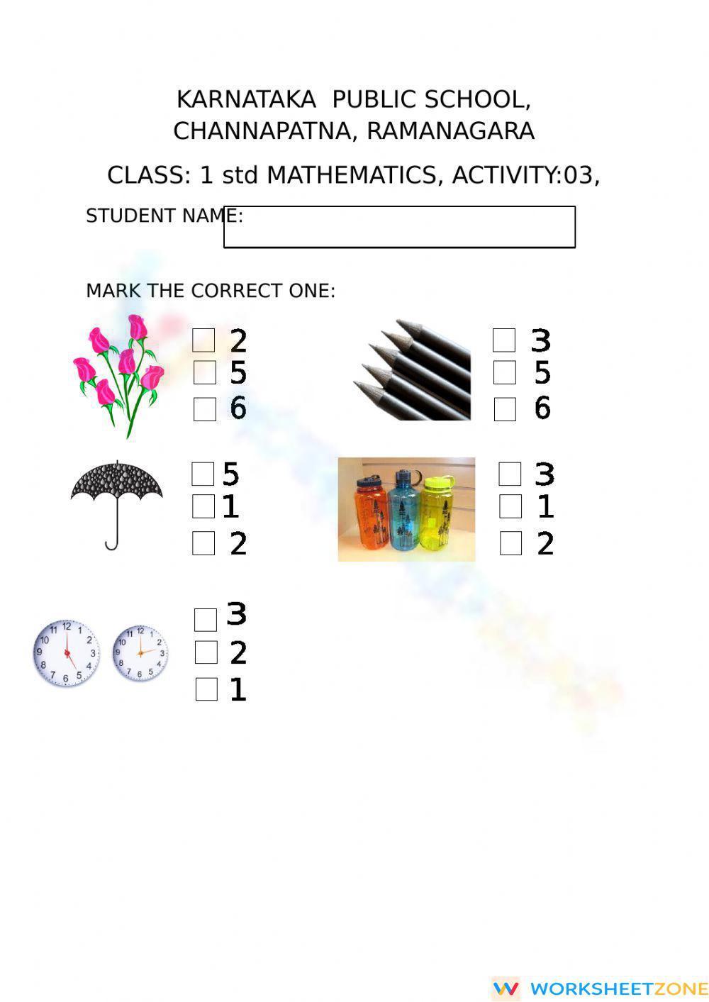 Math Checkbox Worksheet