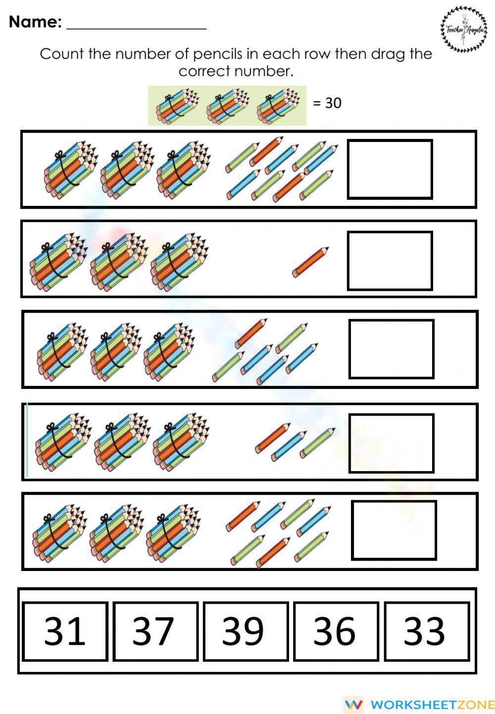 Counting Objects 31 40 Worksheet