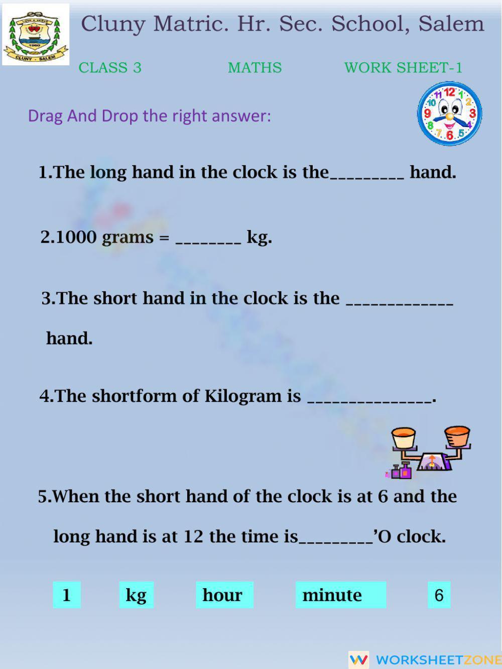 Class 3 Maths Ws 1 | Worksheet Zone