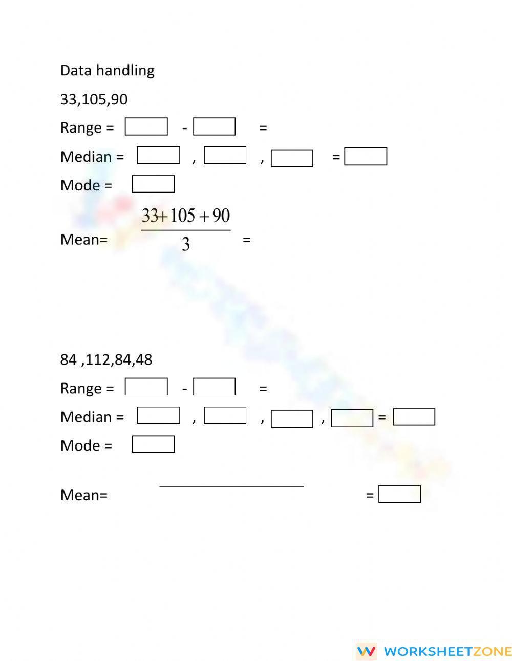 Data Handling Worksheet