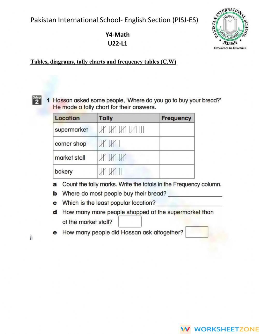 Tally Chart Worksheet