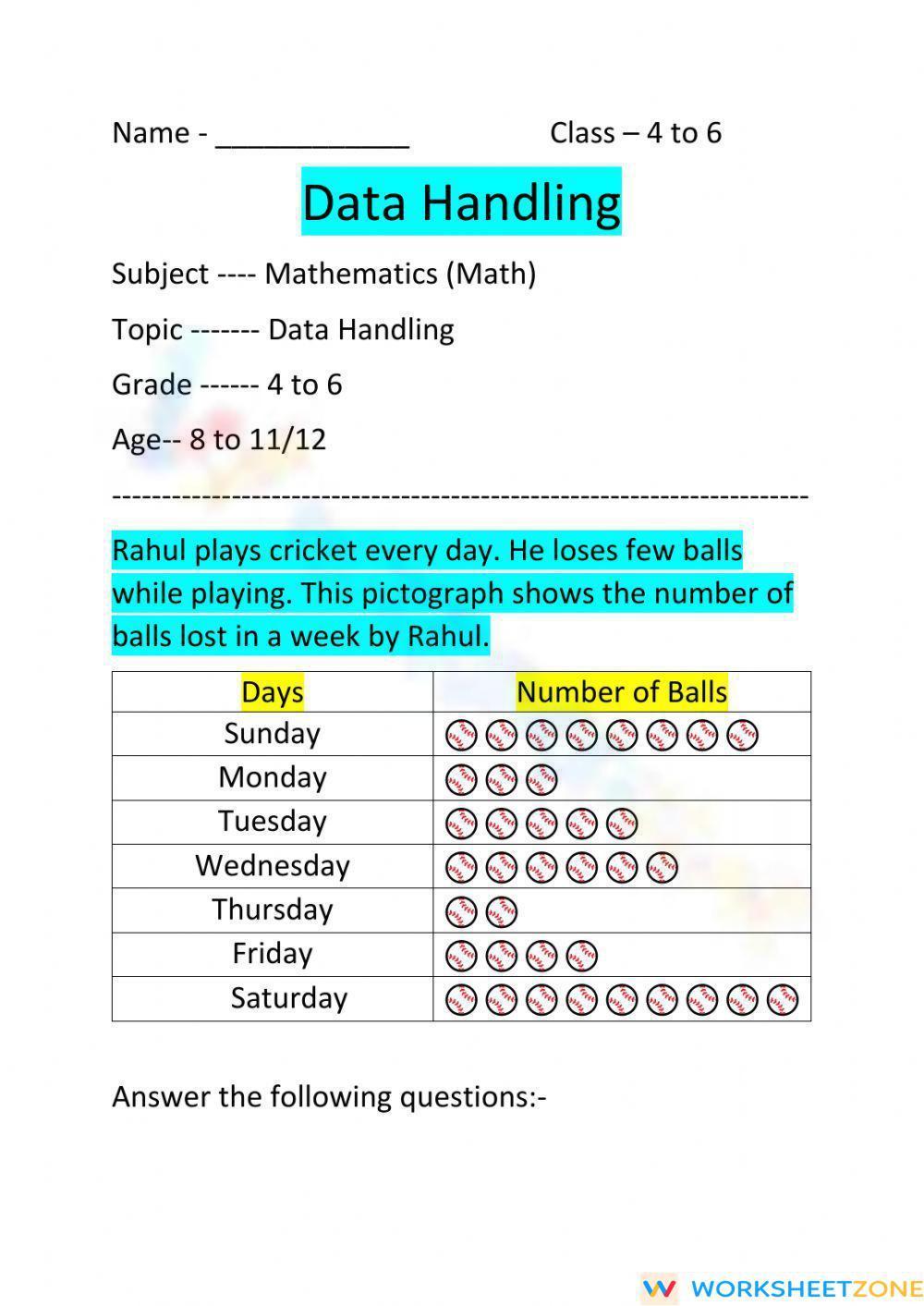 Data Handling Worksheet