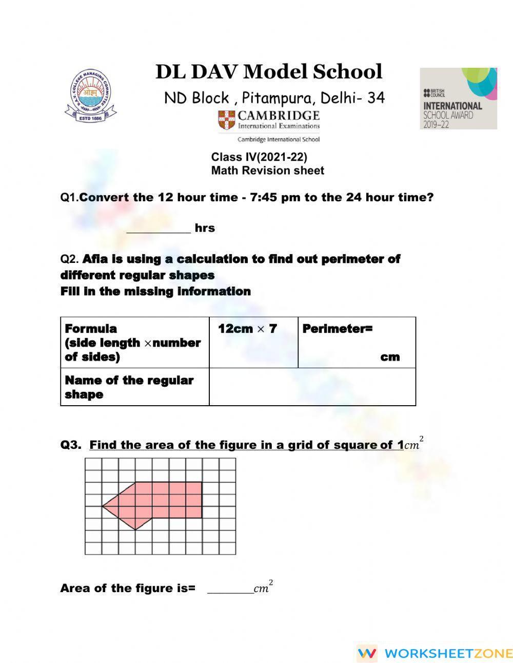 Mathematics Worksheet