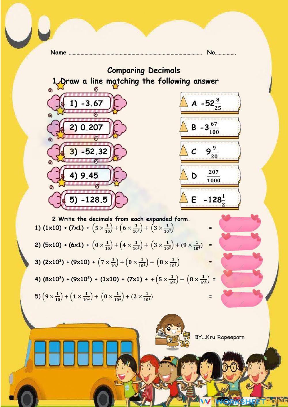 Decimals Worksheet