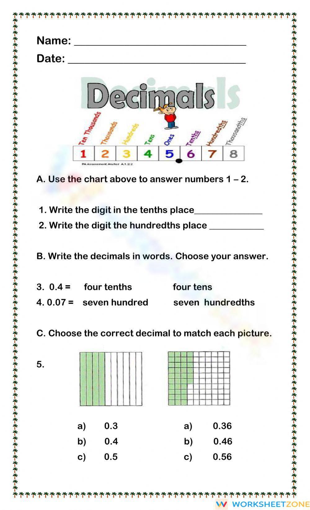 Decimals Worksheet