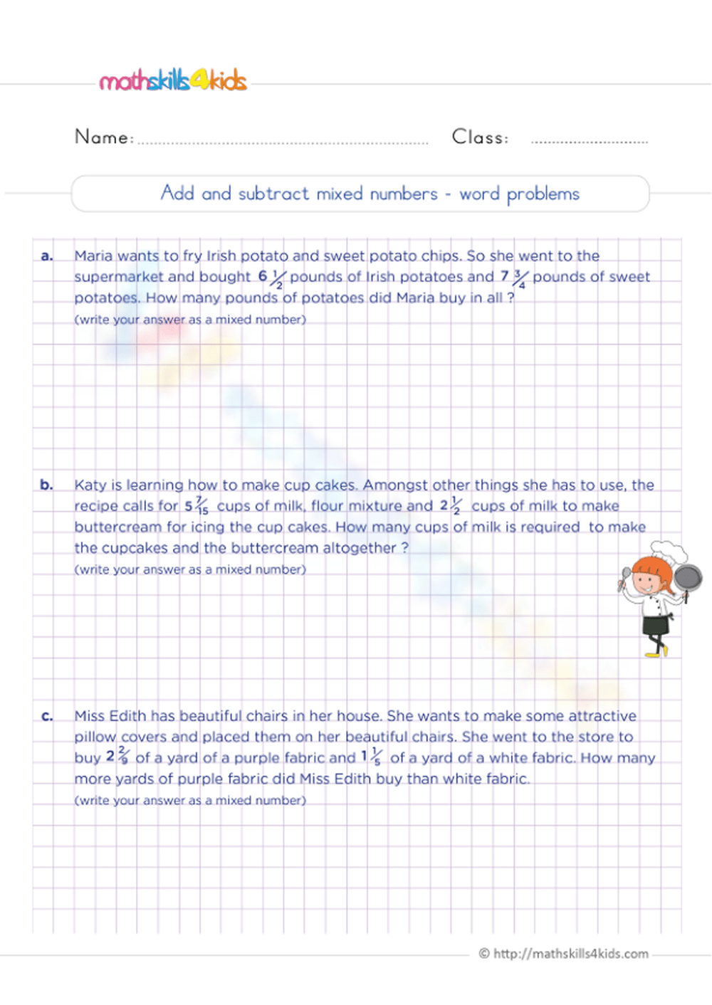 Add And Subtract Mixed Numbers Worksheet