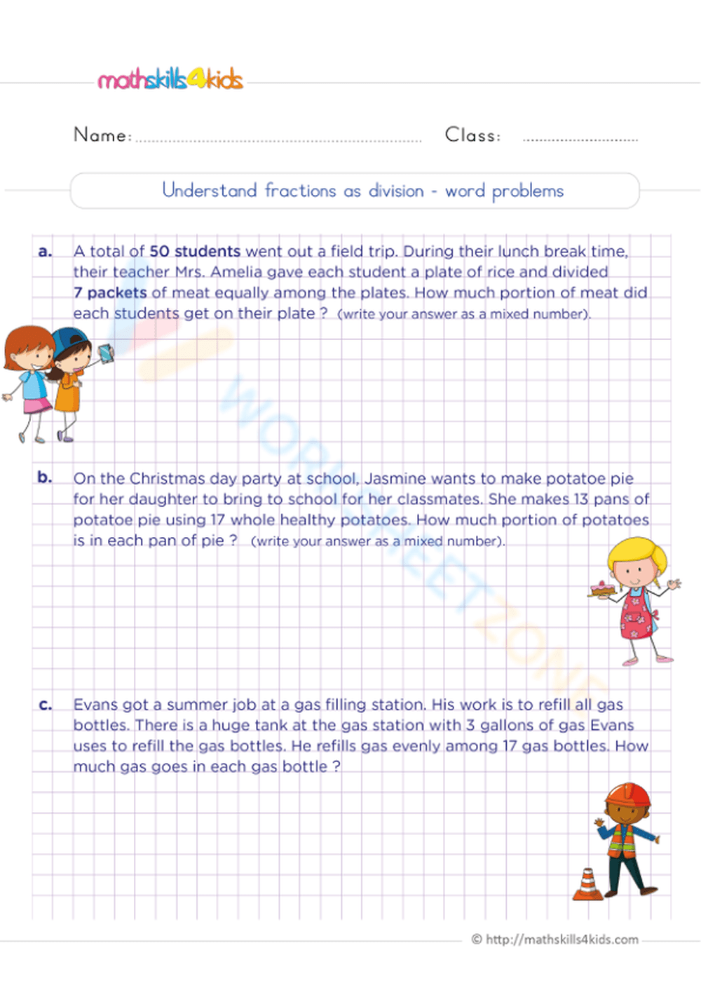 Understand Fractions As Division Worksheet Understand Fractions As Division Worksheet