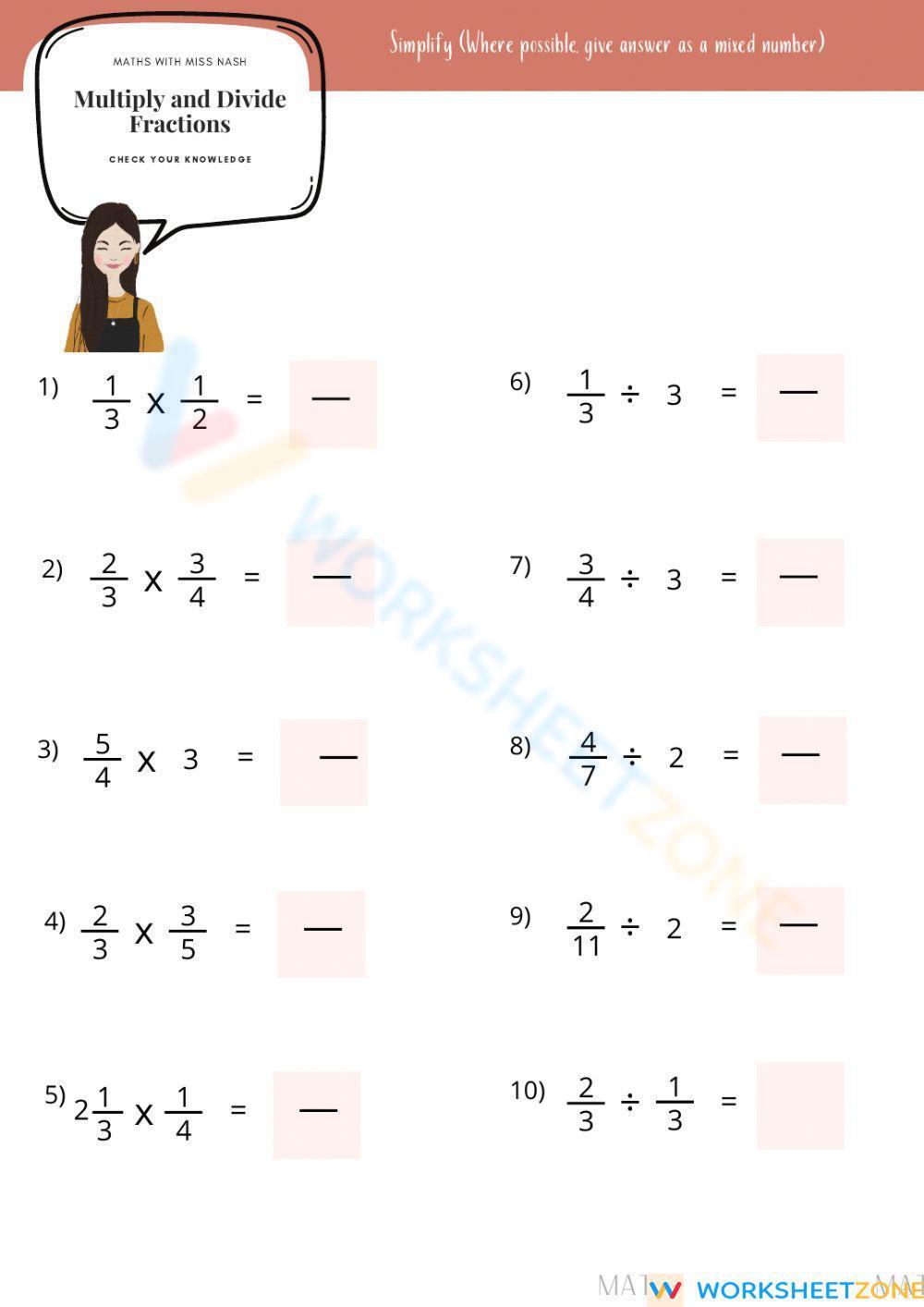 Multiply And Divide Fractions Worksheet Multiply And Divide Fractions Worksheet