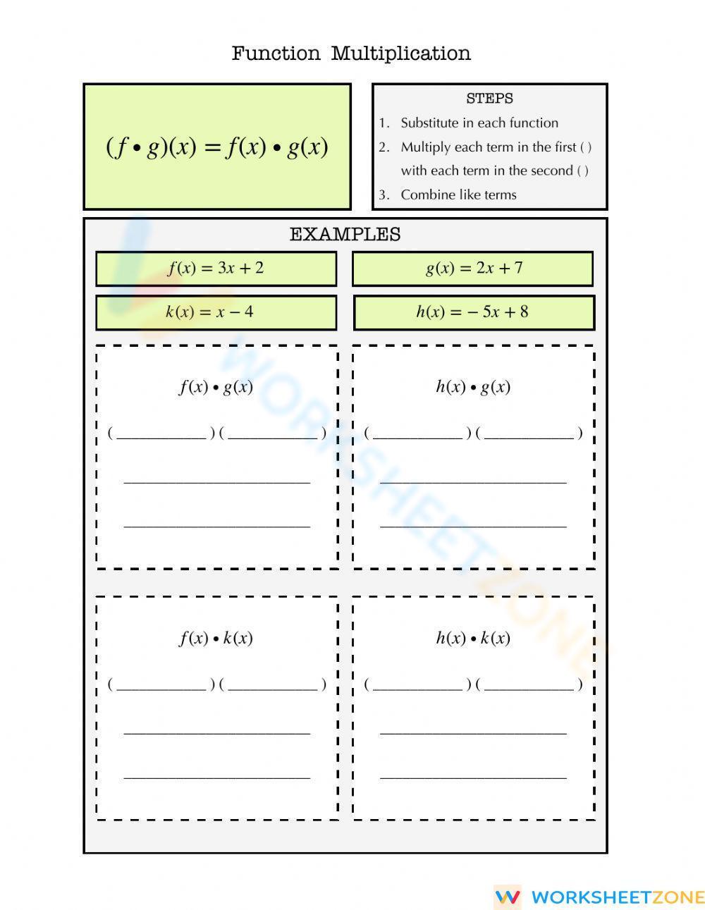 Function Multiplication Notes Worksheet