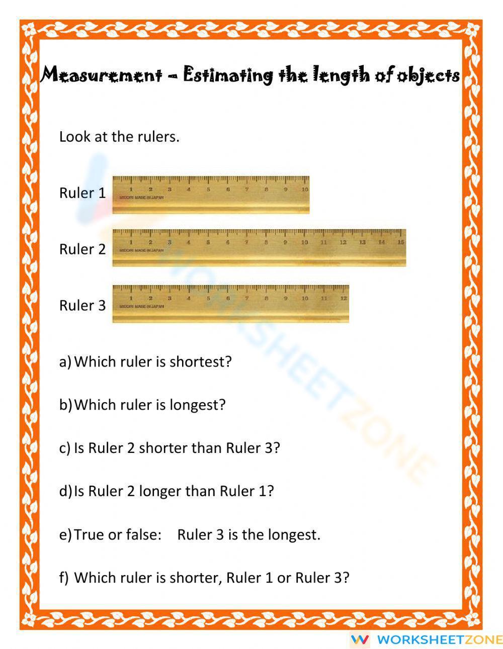 Measurement - Estimating The Length Of Objects Worksheet Measurement - Estimating The Length Of Objects Worksheet