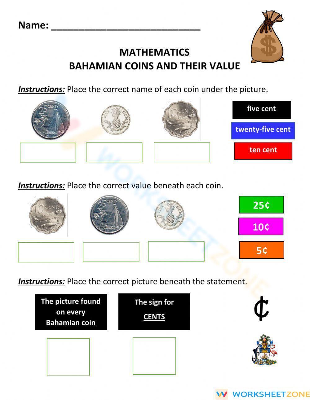 Bahamian Coins And Their Values Worksheet Bahamian Coins And Their Values Worksheet