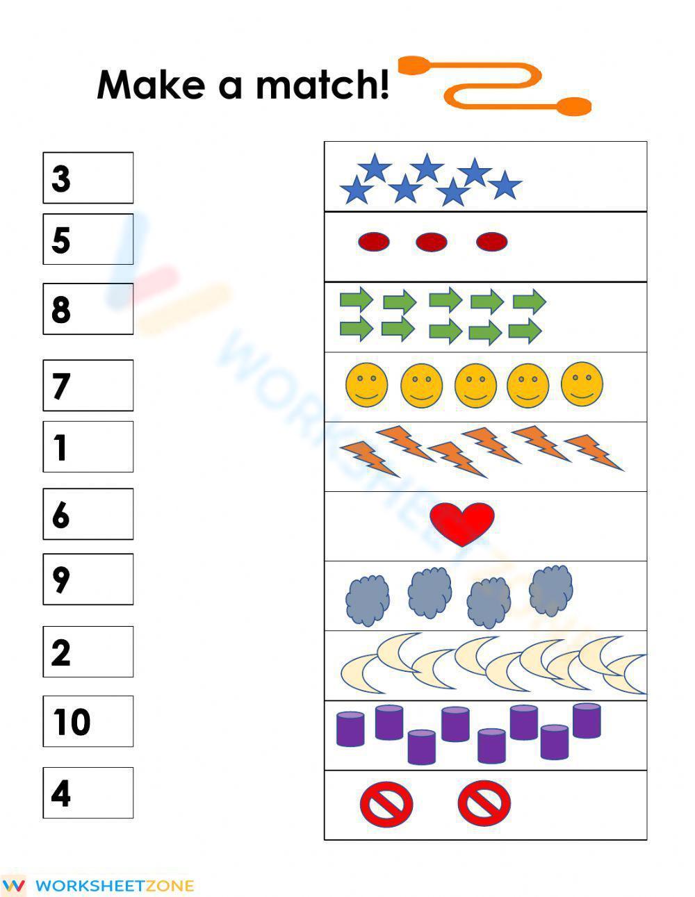 Match 1-10 Worksheet Match 1-10 Worksheet
