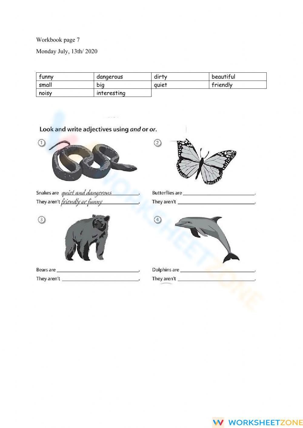 Adjectives Exercise Worksheet