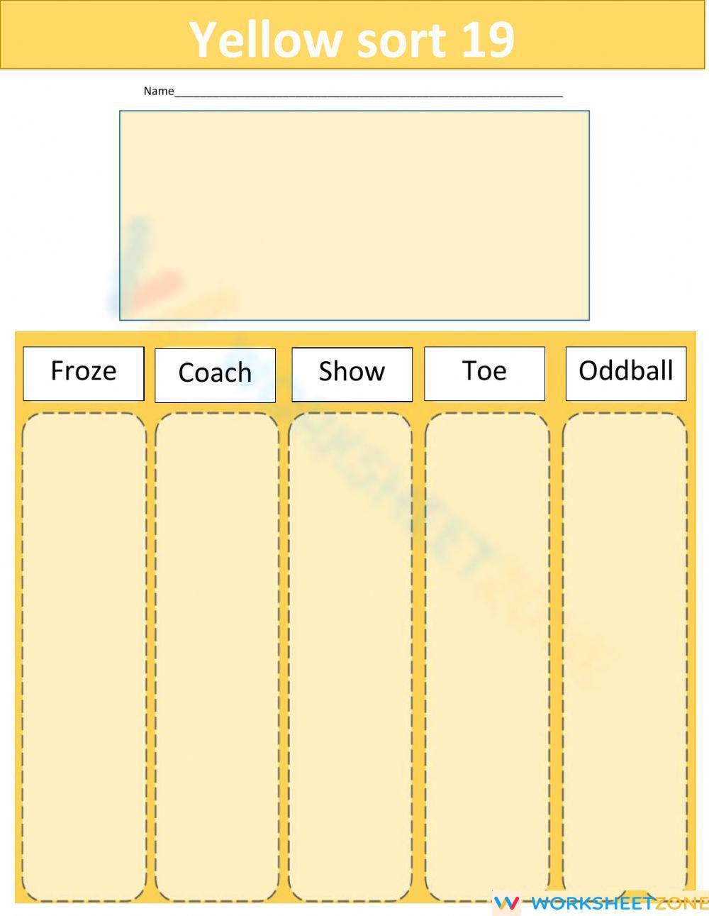 Yellow 19 | Worksheet Zone