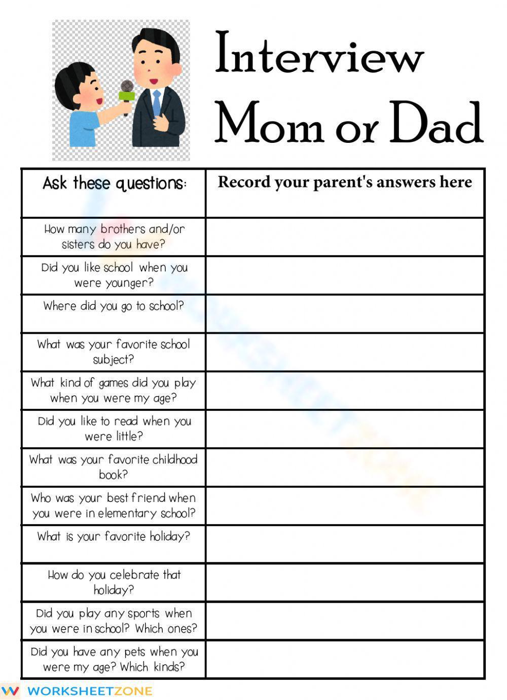 Parent's Interview Worksheet Parent's Interview Worksheet