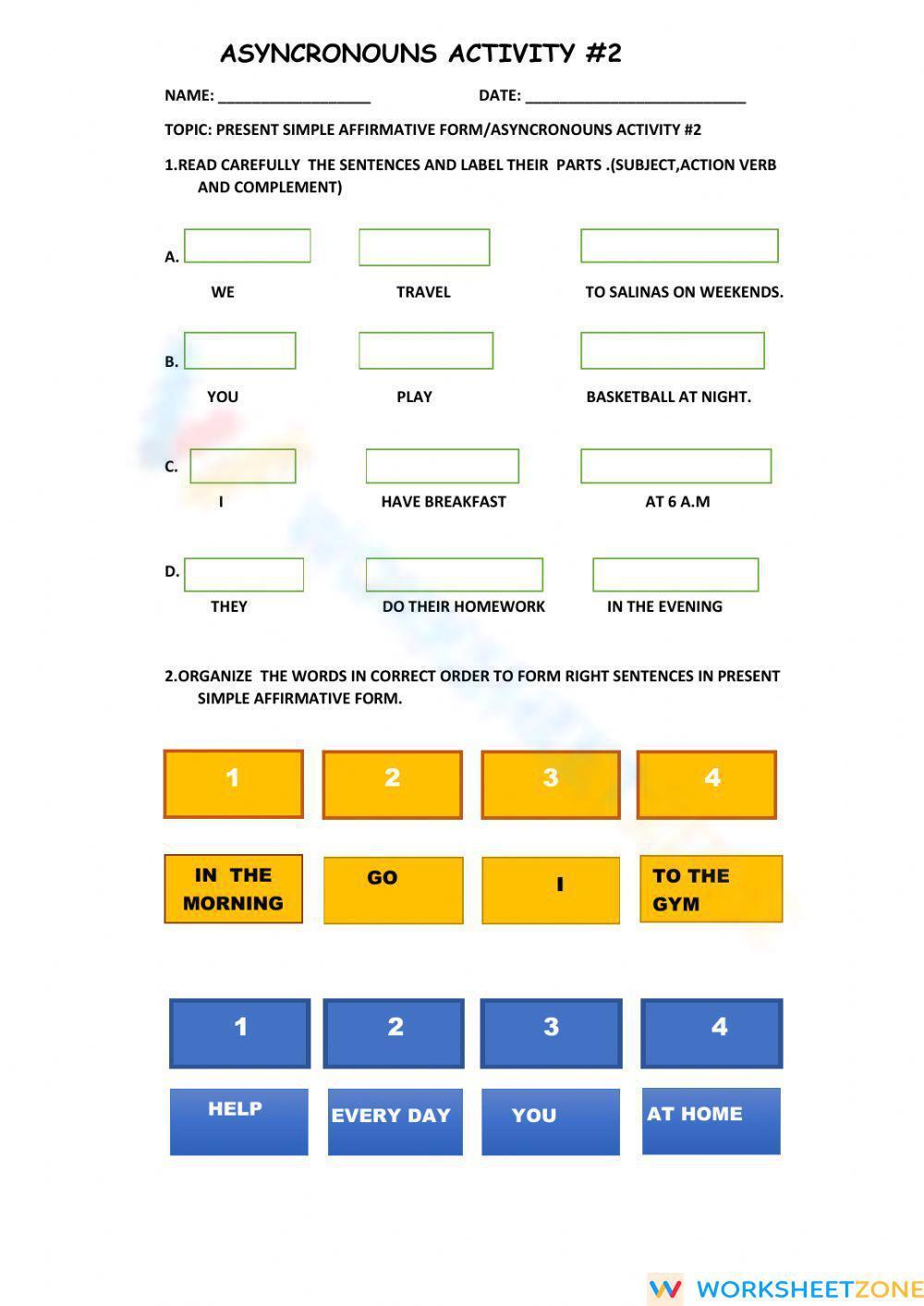 Present Simple-word Structure Worksheet