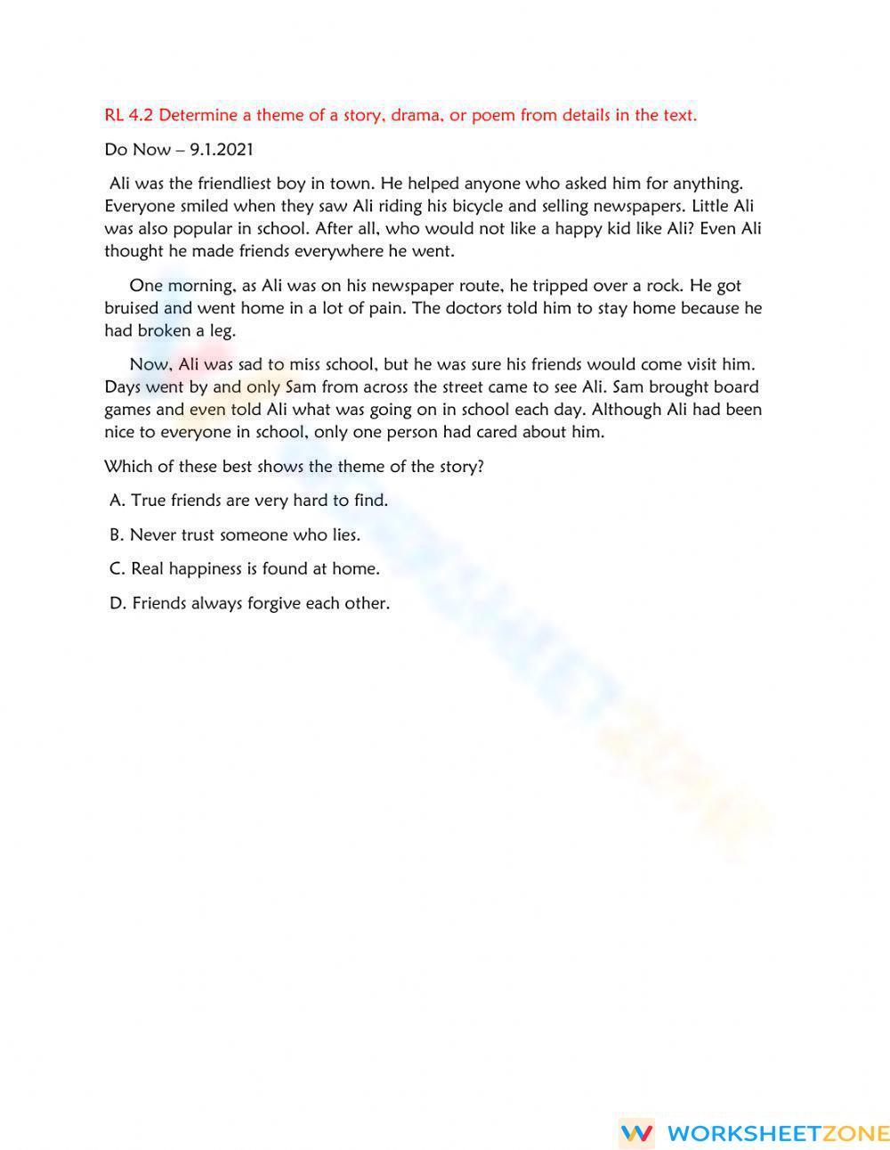 BES Do Now 9.1 Worksheet