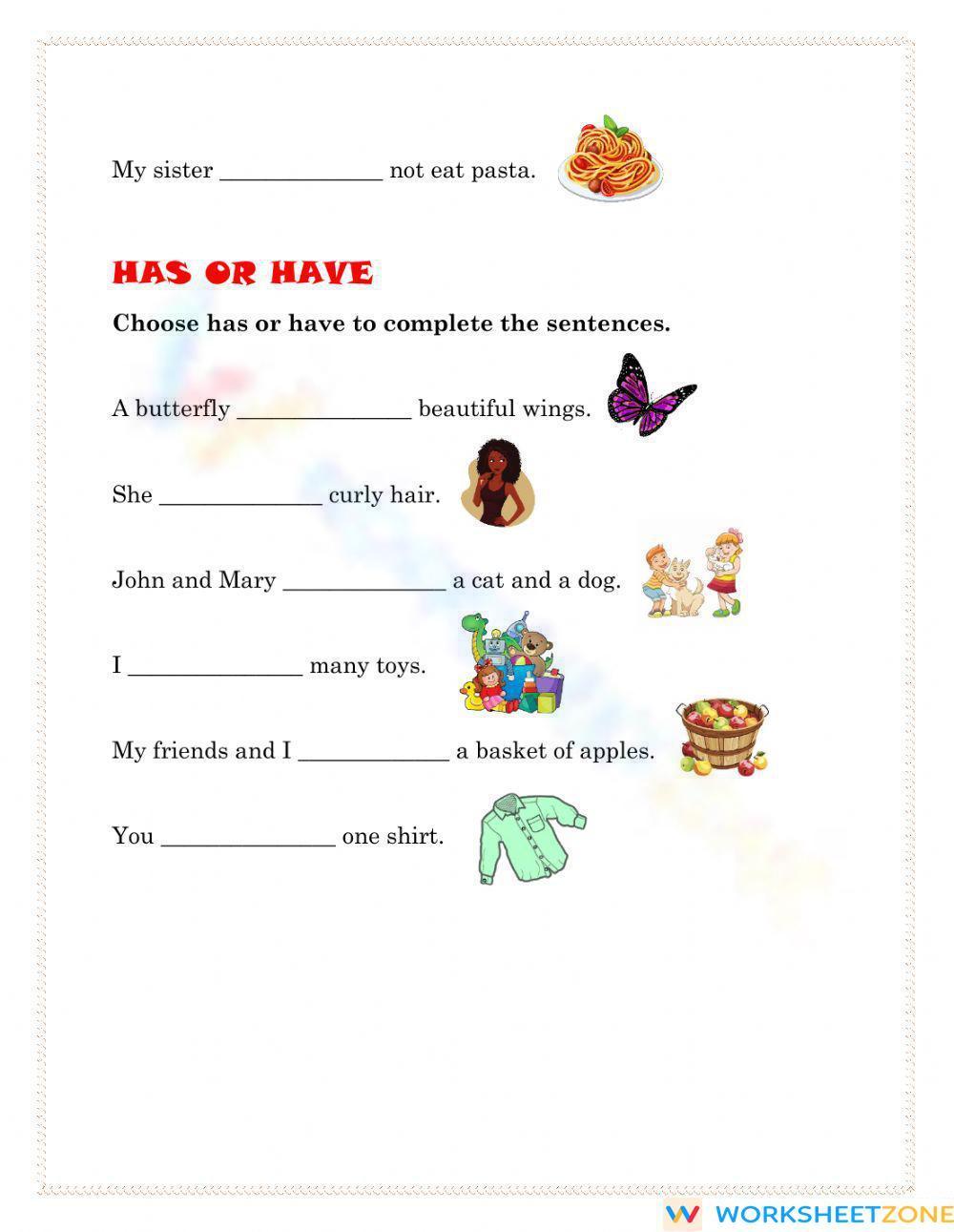 Using Verbs | Worksheet Zone