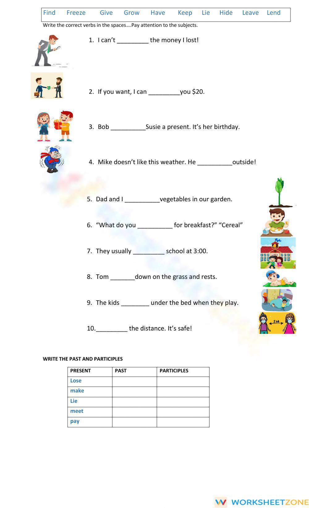 Verbs Worksheet