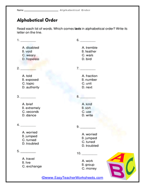 Essential Alphabetical Order Worksheet | Grade 2 ELA