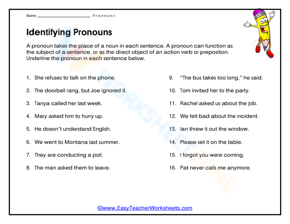 Identification Work Worksheet