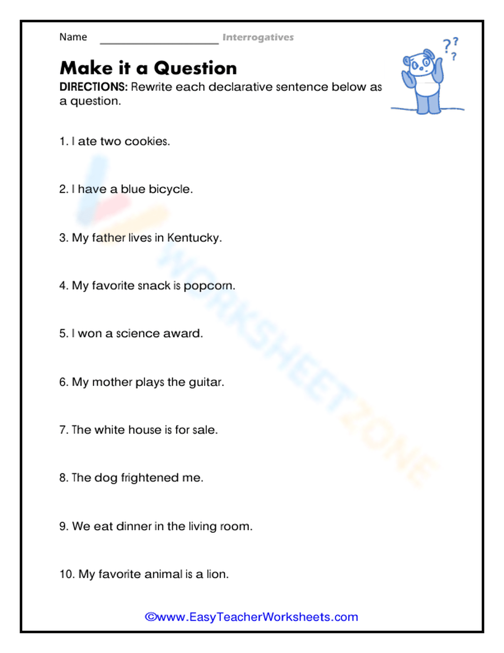 Make It A Question Worksheet