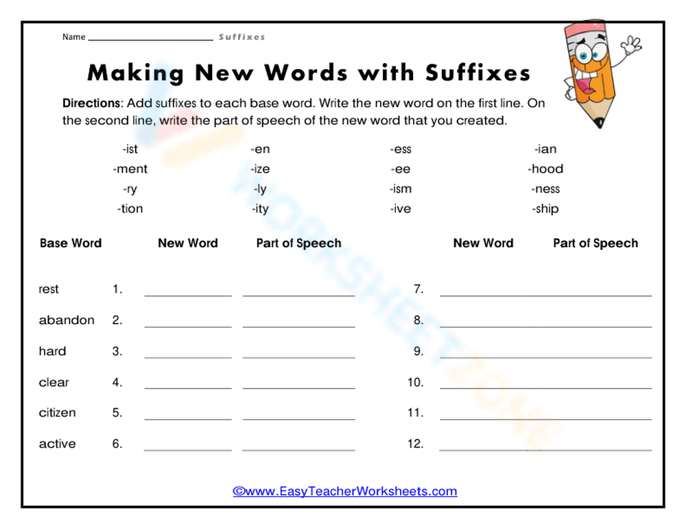 Creating Words Worksheet