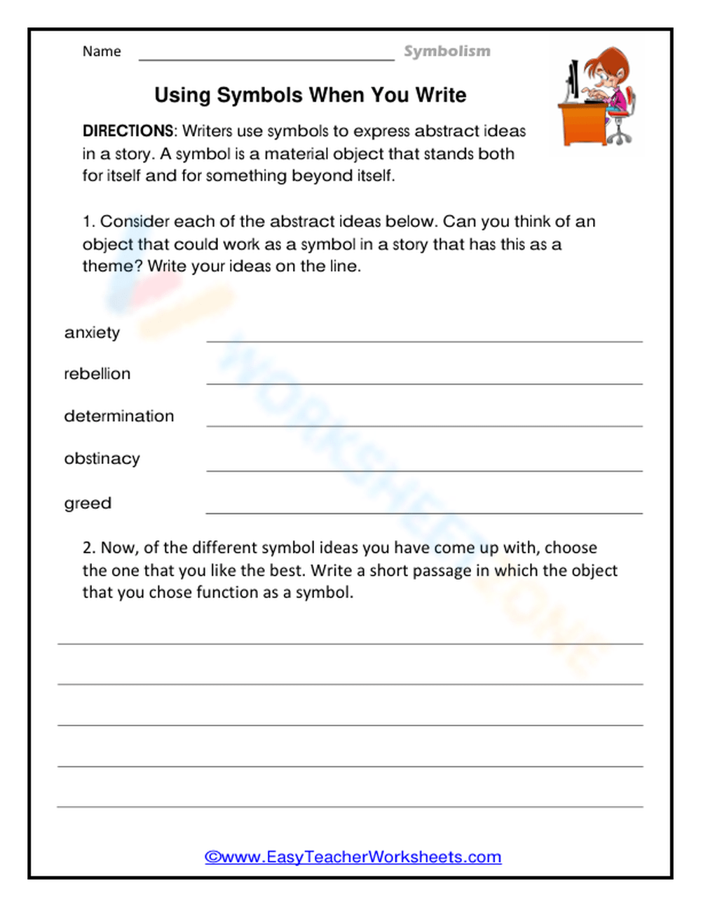 Using Symbols When You Write Worksheet