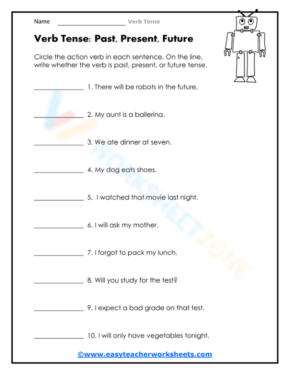 Past, Present, Future Worksheet