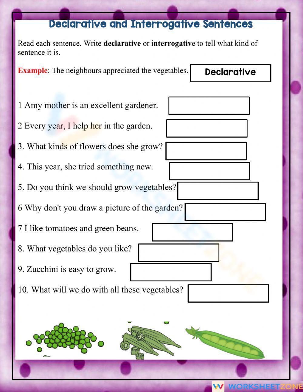 Declarative And Interrogative Sentences Worksheet