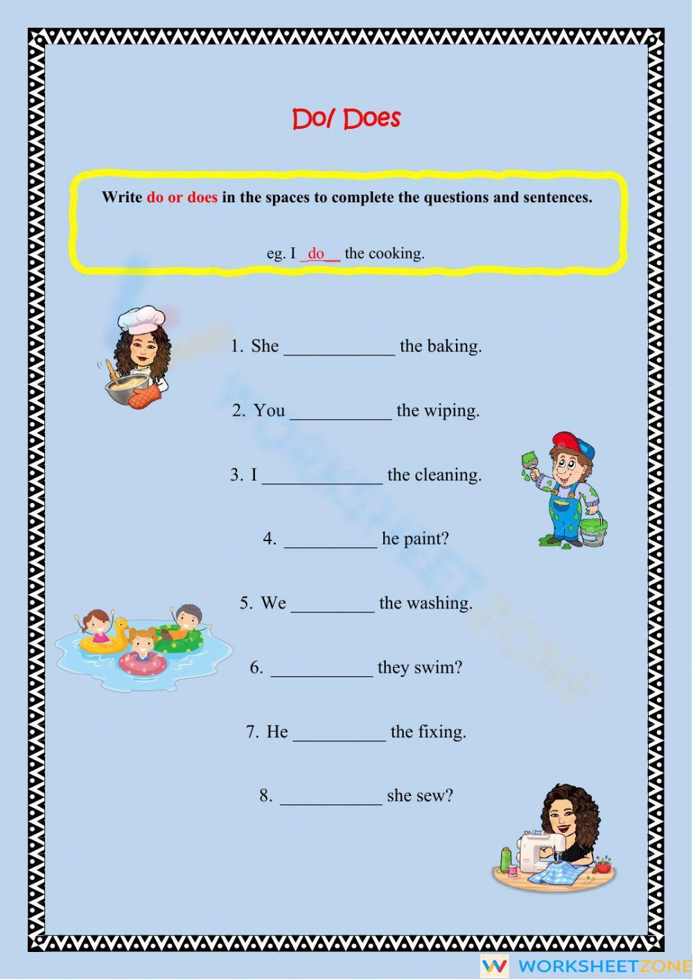 DO or DOES | Worksheet Zone