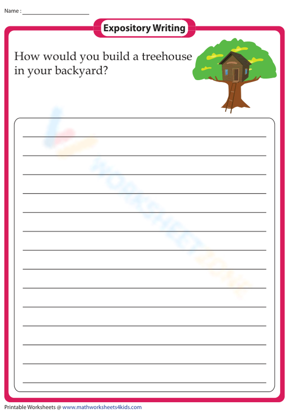 Treehouse | Expository Writing Prompt Worksheet Treehouse | Expository Writing Prompt Worksheet