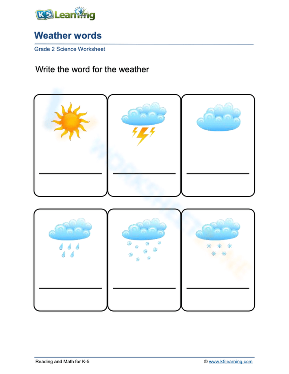 Grade 2 Name The Weather Types Without The Prompt Worksheet grade-2-name-the-weather-types-without-the-prompt-worksheet