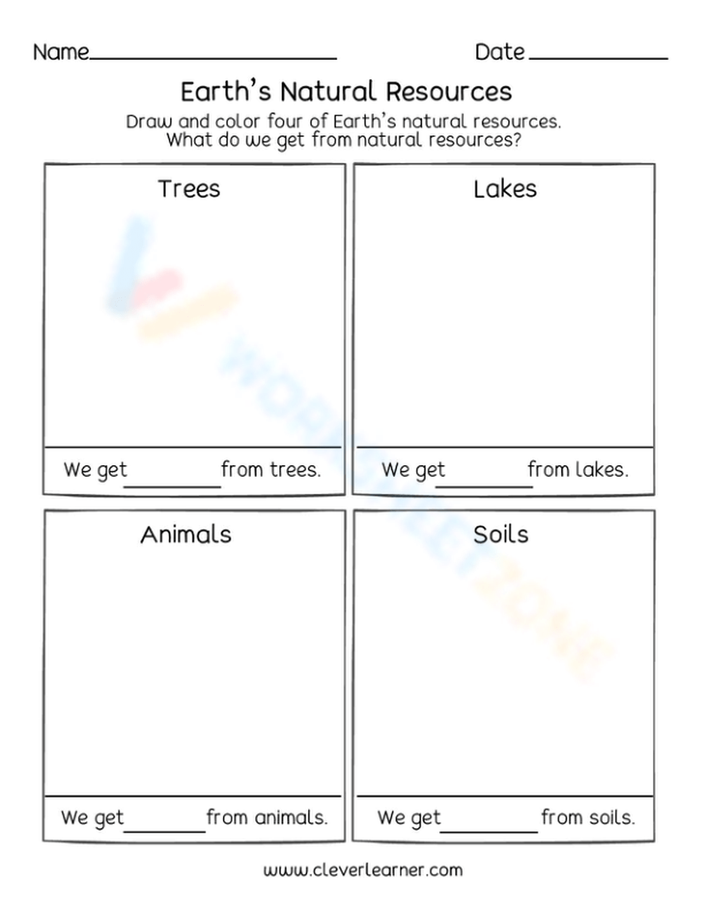 Earth's Natural Resources Worksheet Earth's Natural Resources Worksheet