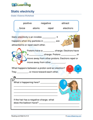 Static Electricity Worksheets Static Electricity Experiments 5 6